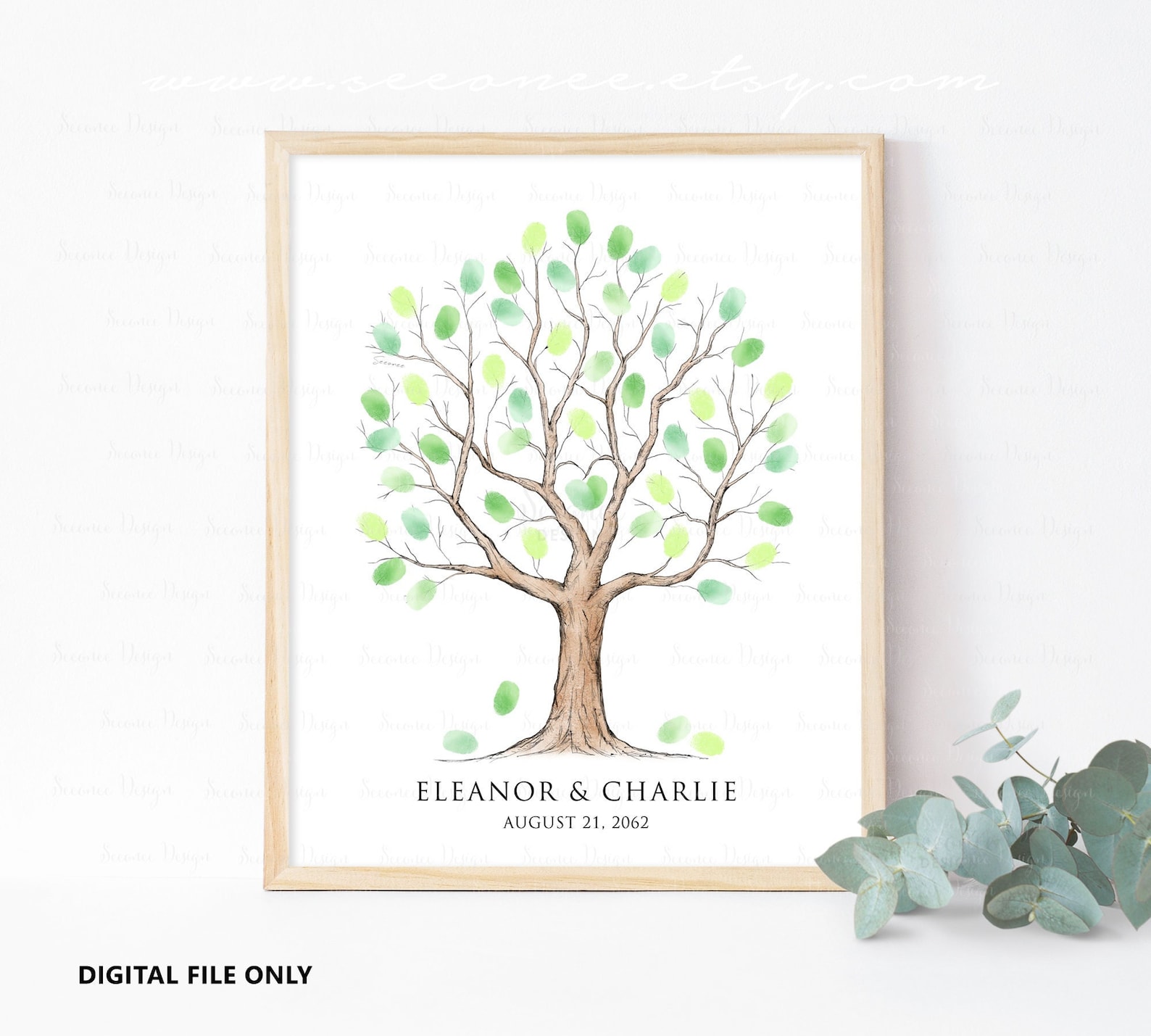 Fingerprint Tree Guestbook Alternative, Thumbprint Tree Guest Book for ...