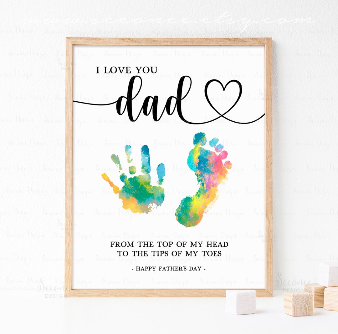 Fathers Day Handprint Footprint Art Craft, Fathers Day Gift for Dad ...
