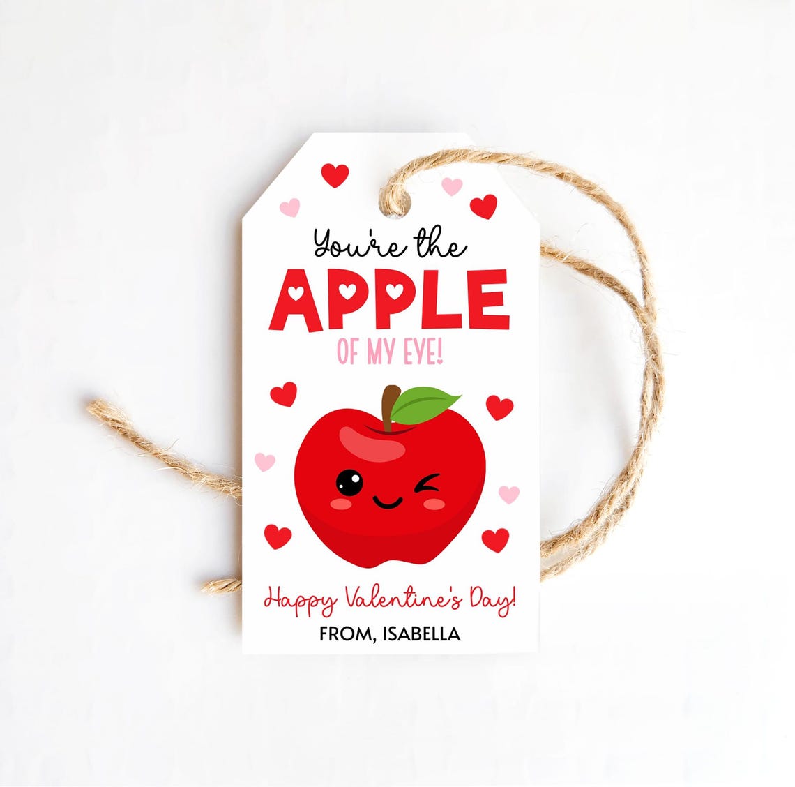Applesauce Valentine Gift Tag You're the Apple of My Eye Favor Tag ...