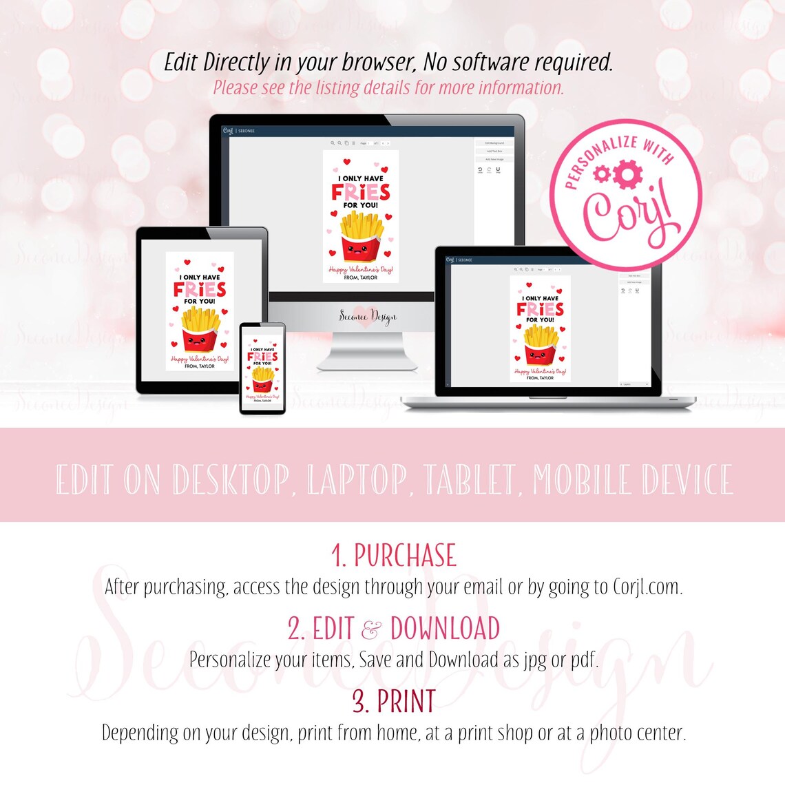 French Fries Valentine Gift Tag Printable I Only Have Fries for You ...