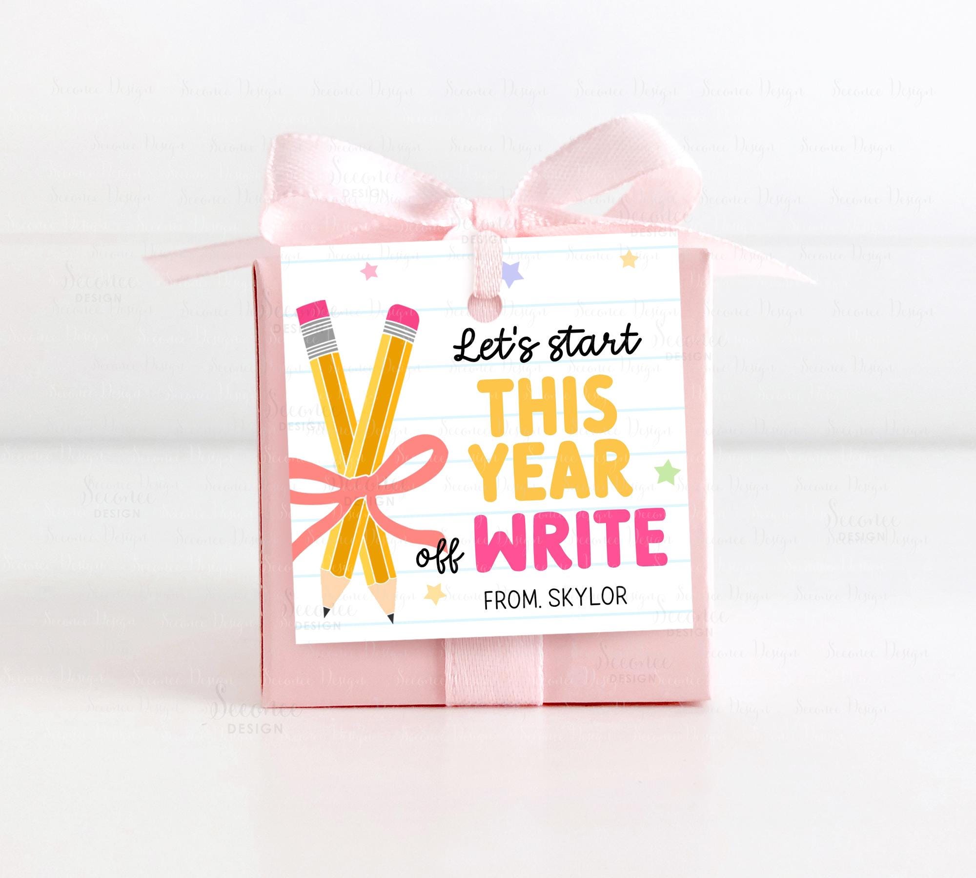 First Day of School Gift Tags Printable Let's Start This Year off Write ...