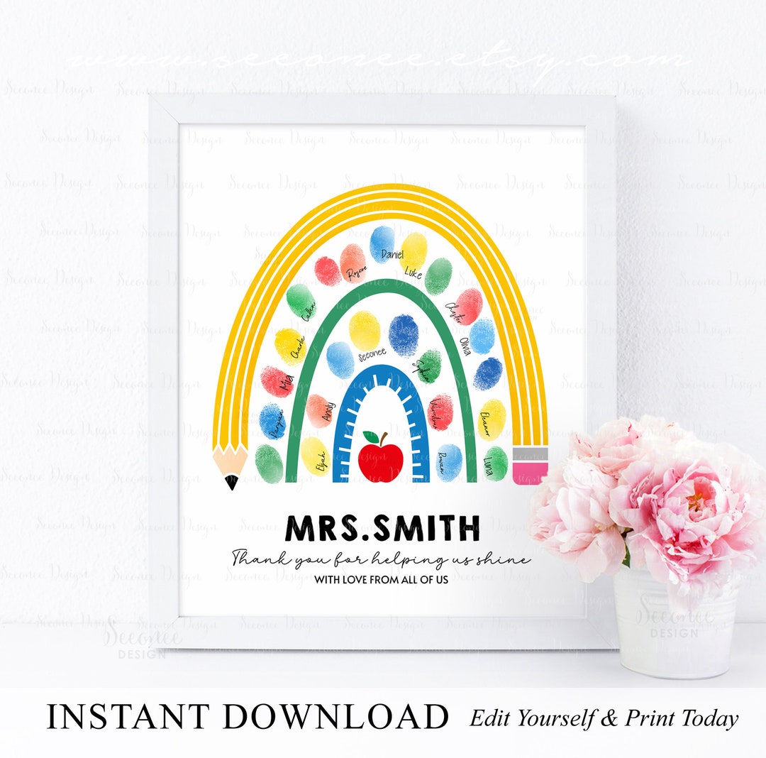 INSTANT DOWNLOAD Editable Rainbow Teacher Appreciation Gift Ideas ...