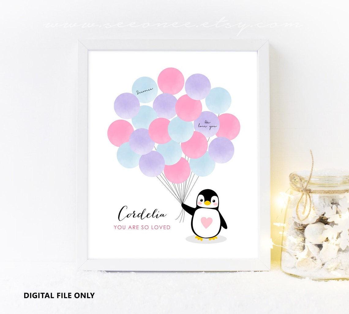 Penguin Signature Guestbook Alternative, Baby Shower Gift, Birthday ...