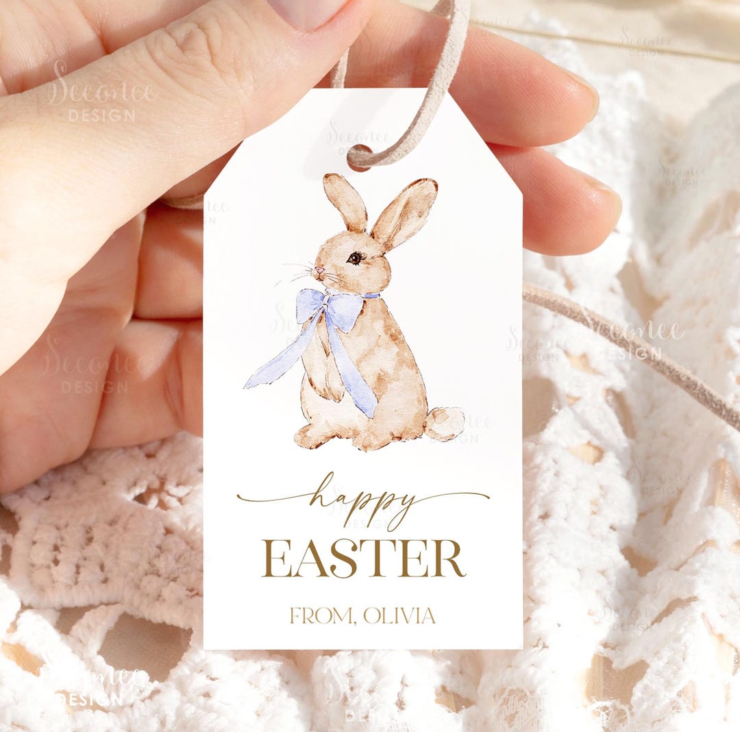 Bunny Easter Gift Tag, Easter Basket Gift Tags Printable, Easter Treat ...