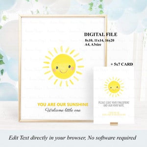 INSTANT DOWNLOAD Editable Sunshine Fingerprint Guestbook, You Are My ...