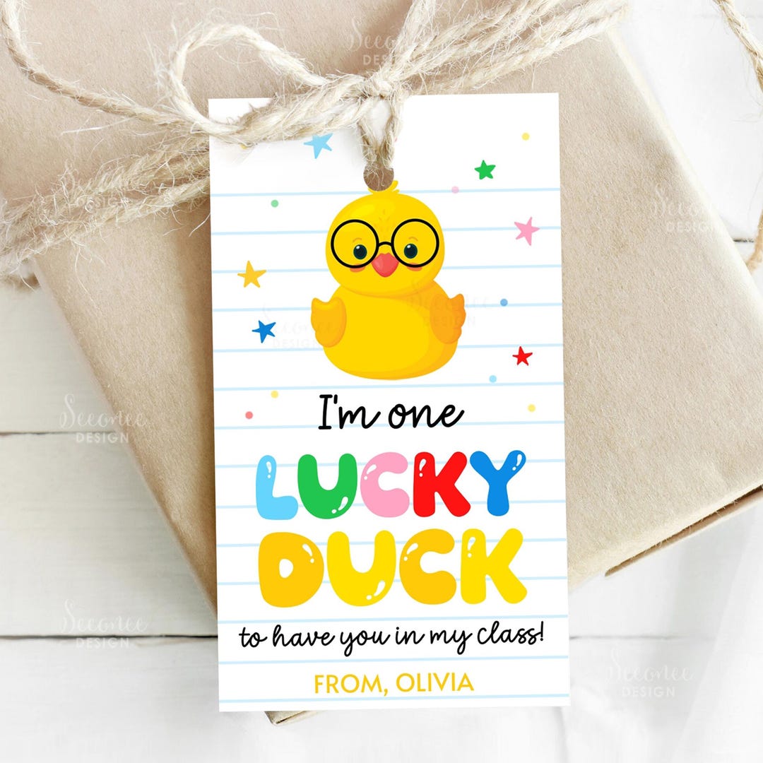 Editable Back to School Gift Tag One Lucky Duck to Have You in My Class ...