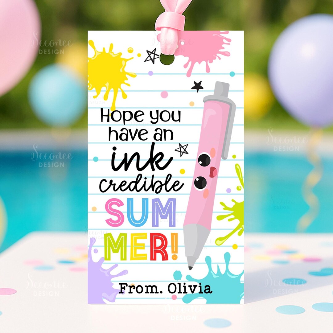 Hope You Have an Ink-credible Summer Gift Tag Ink Pen Notepad End of ...