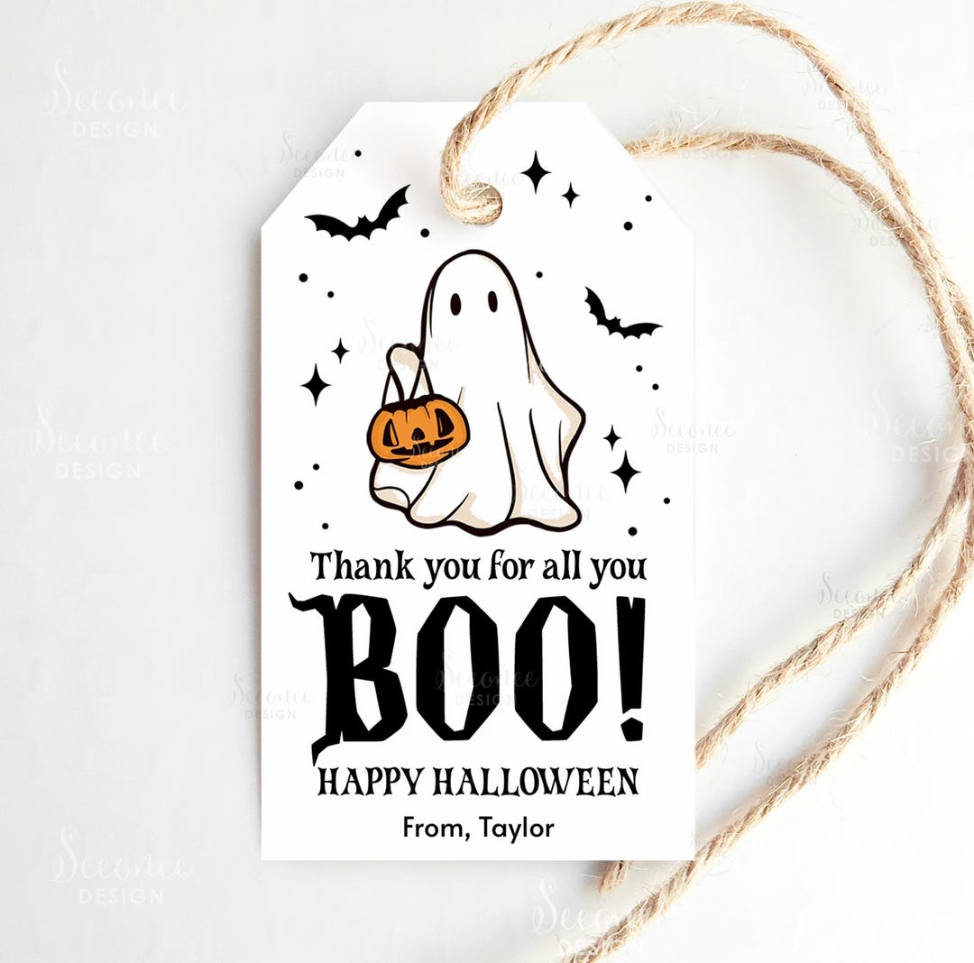 Halloween Gift Tag Printable, Thank You for All You Boo Tag, Happy ...