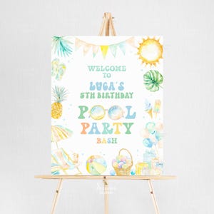 Editable Pool Party Welcome Sign Tropical Splish Splash Bash Pool Party ...