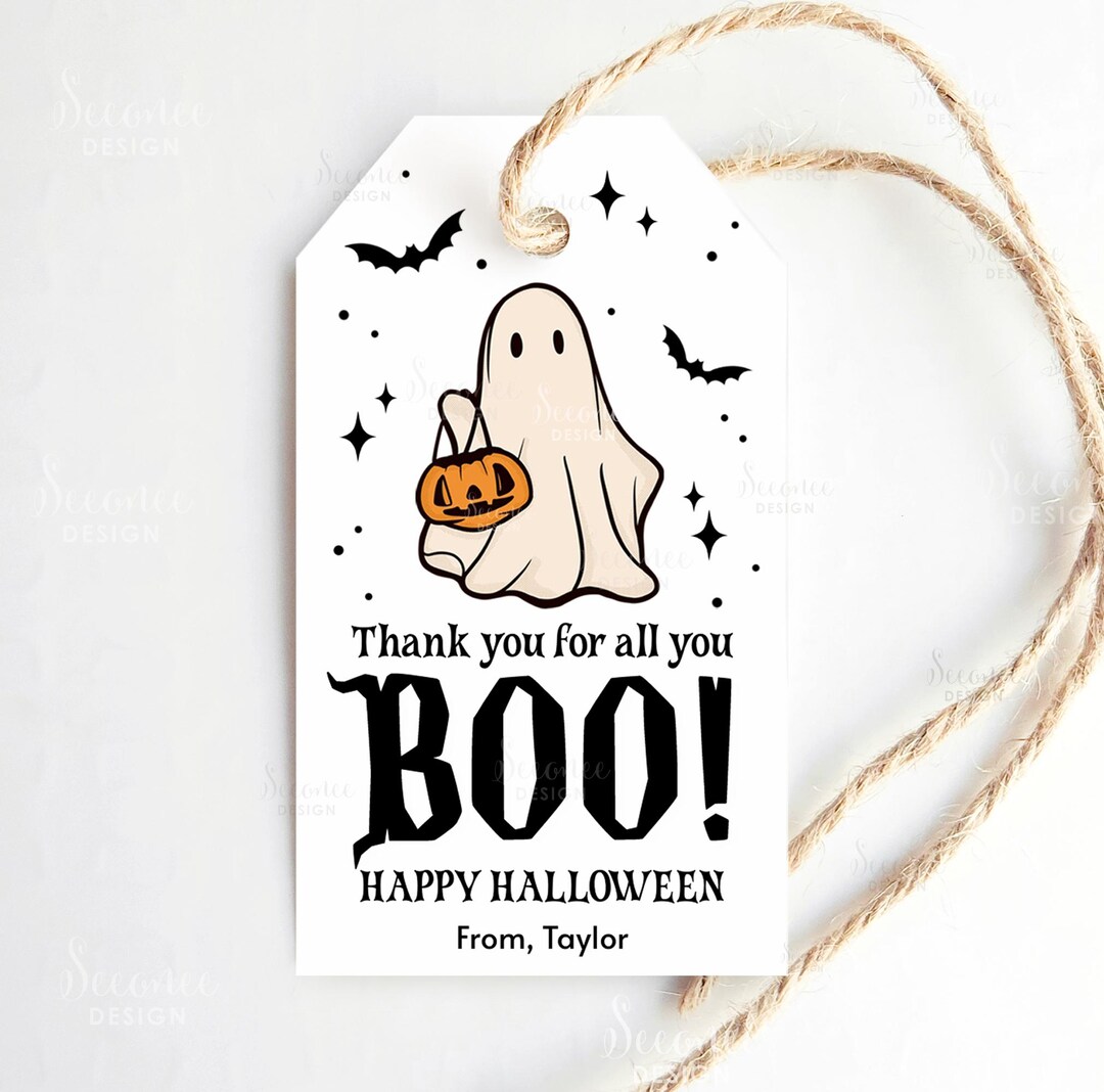 Printable Thanks for All You Boo Halloween Gift Tag, Halloween Thank ...