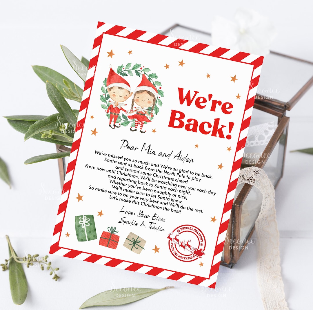 INSTANT DOWNLOAD Editable Hello Letter From Elves, Christmas We're Back ...