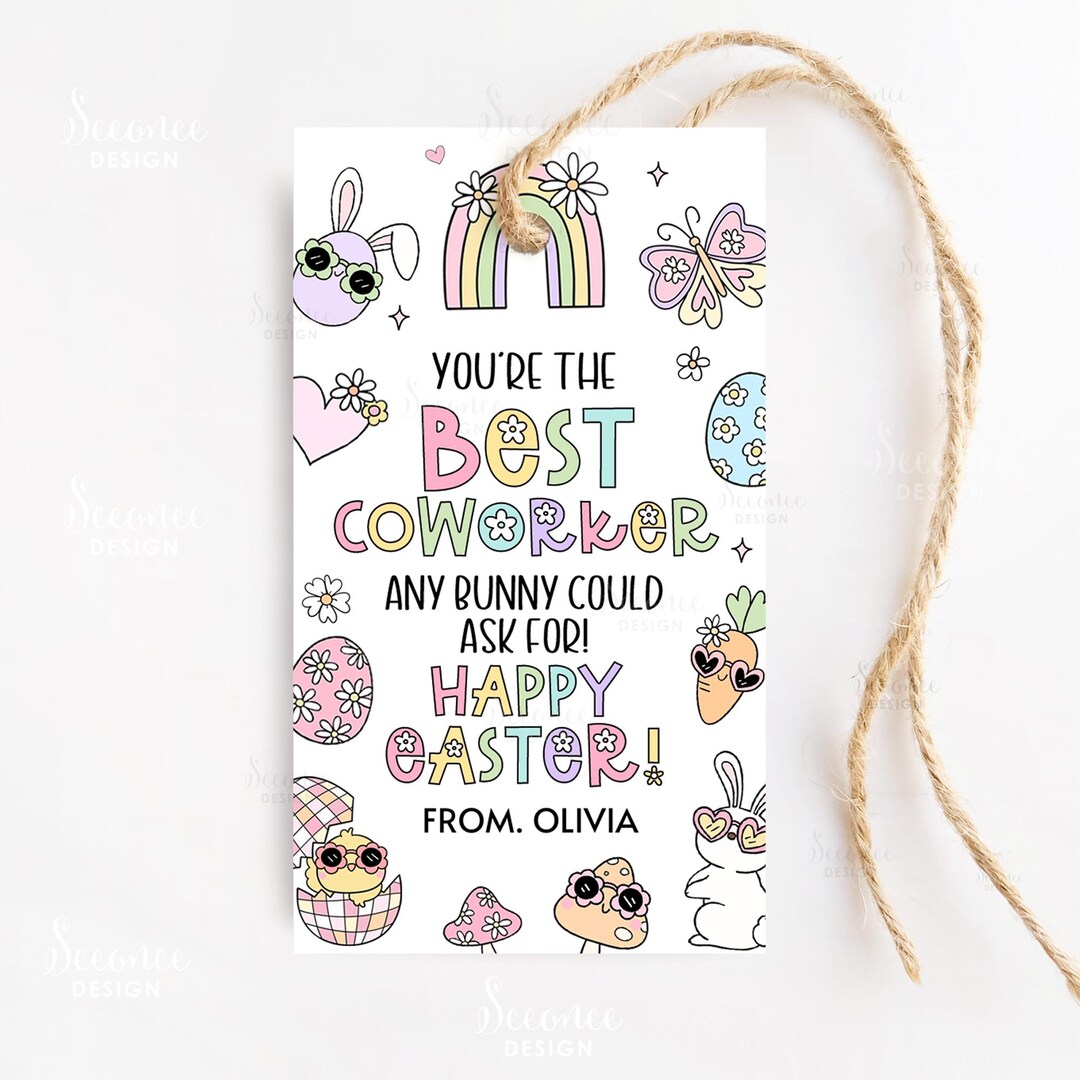 Printable Easter Gift Tags for Coworker Happy Easter Treat Bag Tag for ...