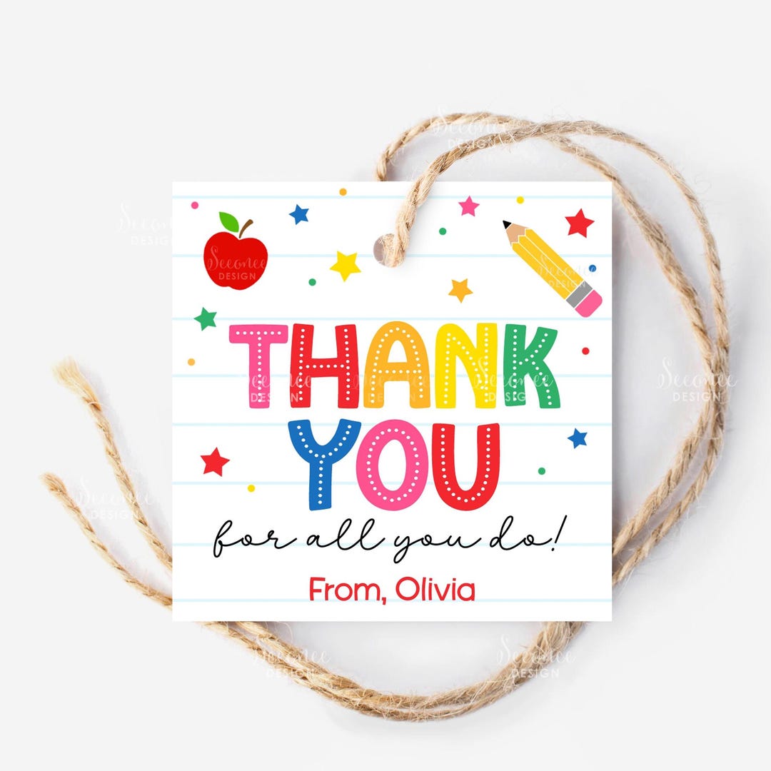 Teacher Appreciation Week Gift Tag Printable Teacher Appreciation Tag ...