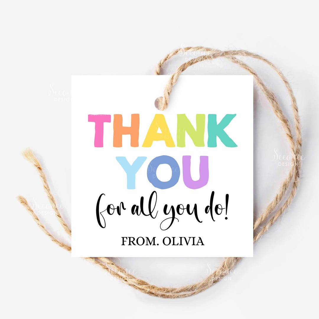 Thank You for All You Do Gift Tag Template Printable Appreciation Favor ...