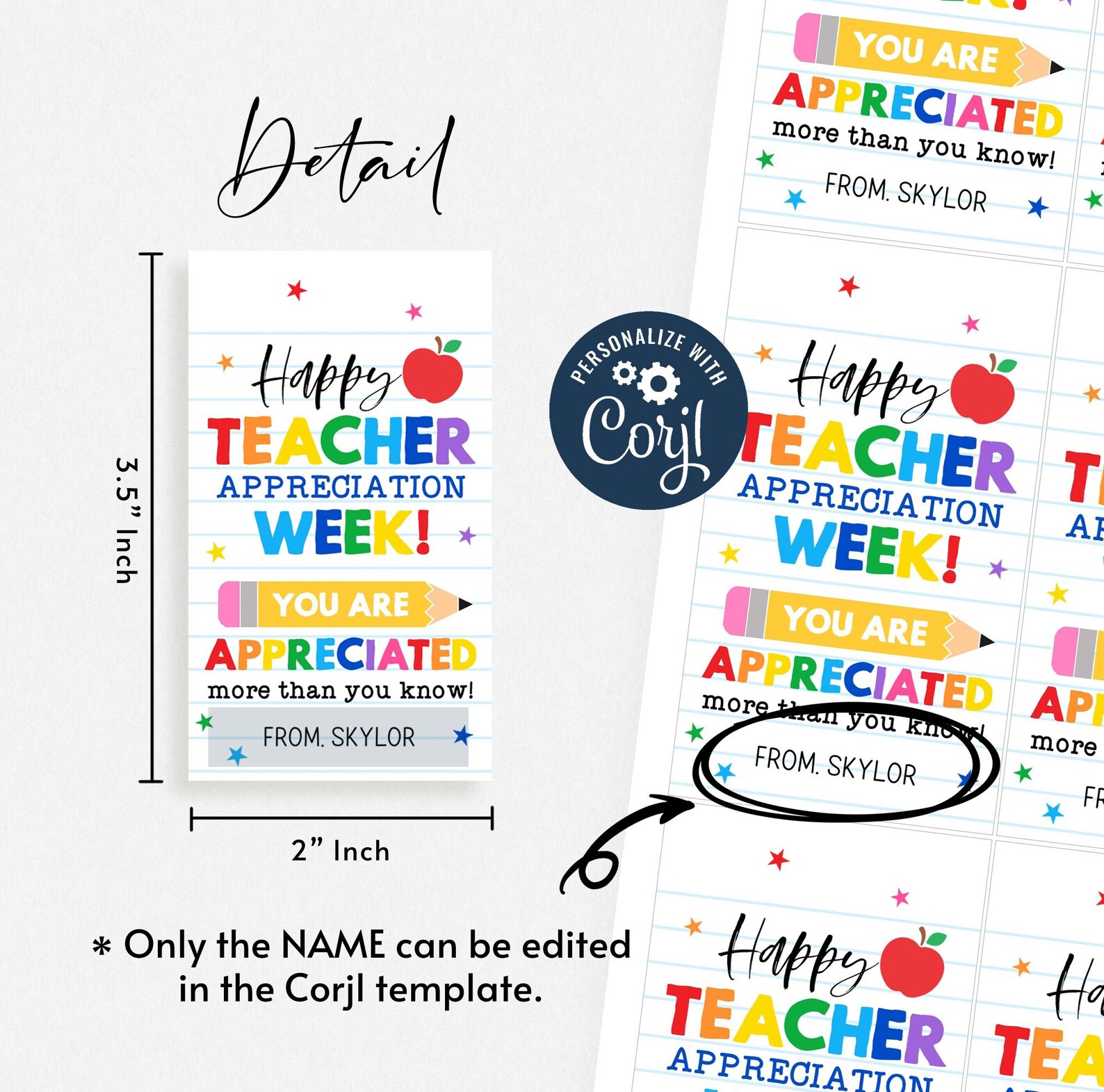 Teacher Appreciation Week Gift Tags Thank You Teacher Gift Tag School ...