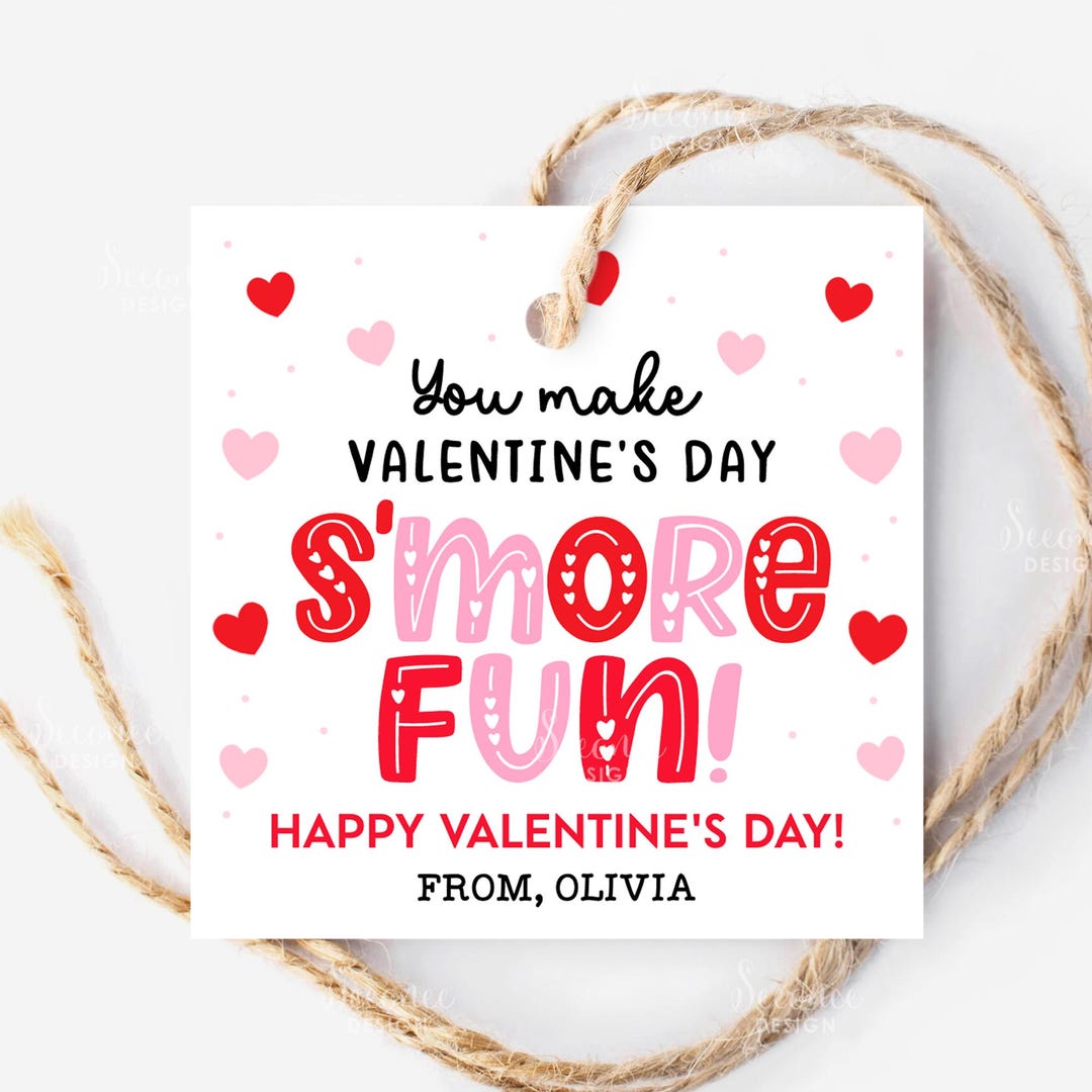 Smore Valentine's Day Gift Tags, Valetines S'more Fun Favor Tag ...