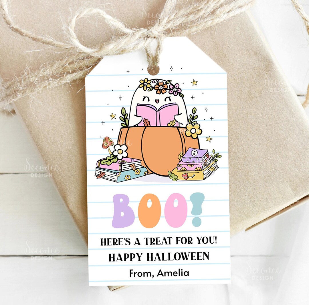 Boo Here's A Treat for You Happy Halloween Gift Tag Printable, Trick or ...