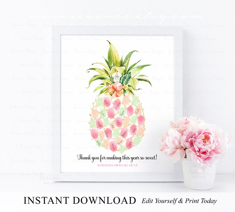 Editable Pineapple Teacher Appreciation Gift Ideas, Thank You for ...