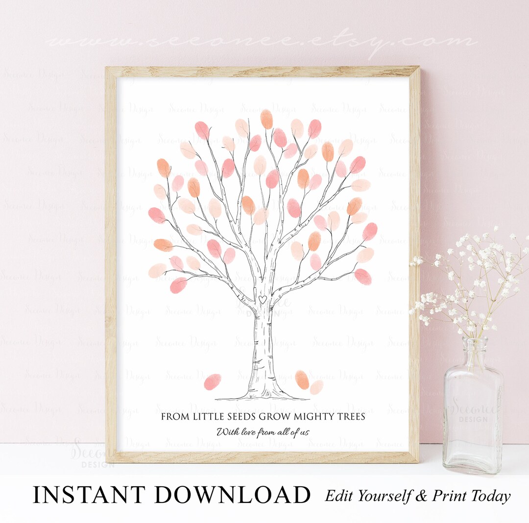 INSTANT DOWNLOAD Editable Anniversary Fingerprint Tree Guestbook ...