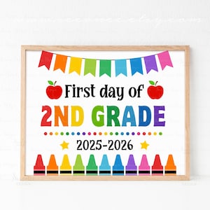 First Day of 2nd Grade Sign Printable, First Day of Second Grade Sign ...