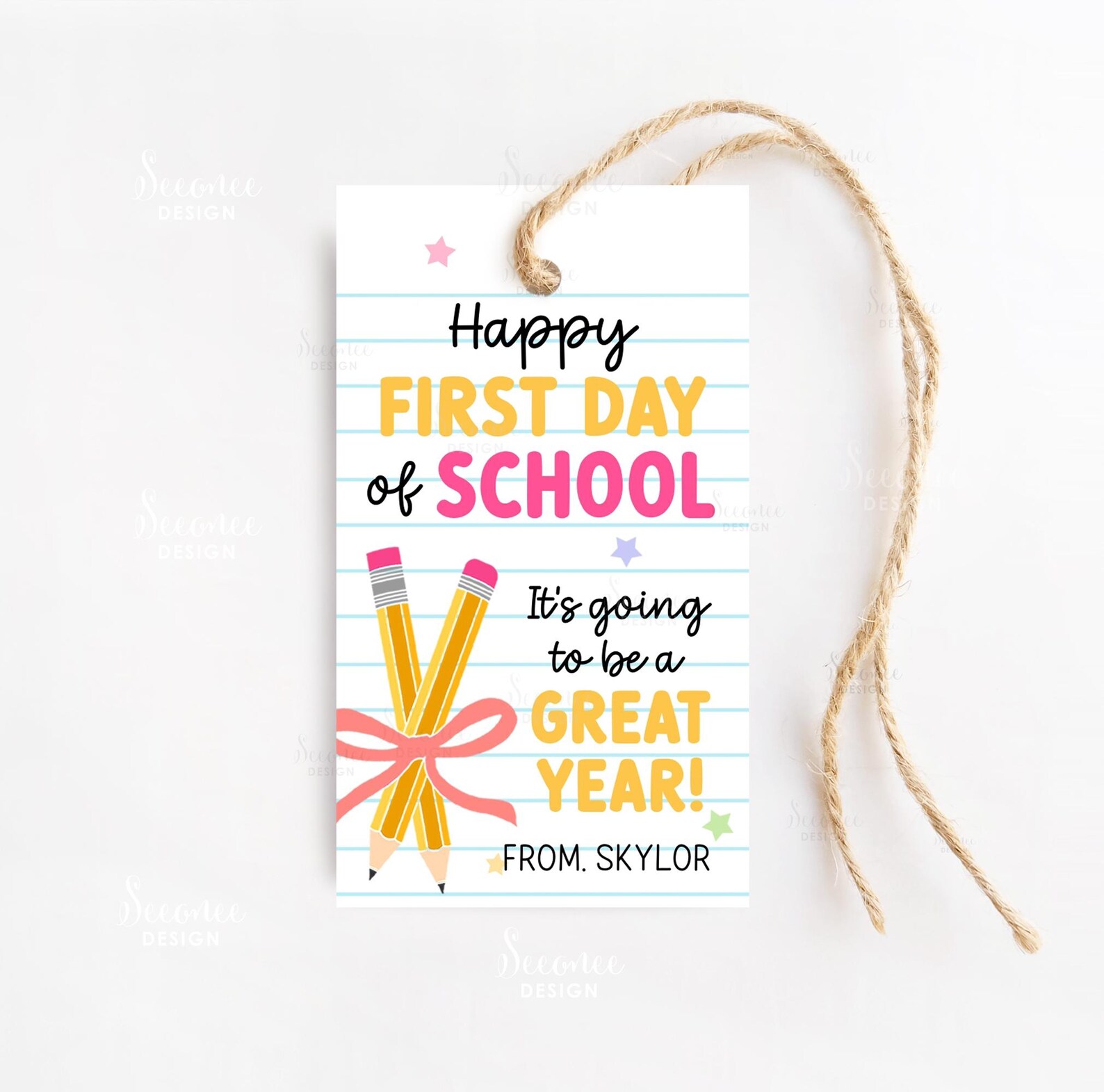 First Day of School Gift Tag Printable Back to School Classroom Gift ...