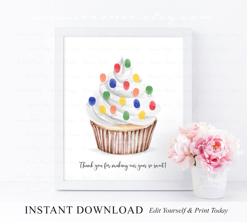 INSTANT DOWNLOAD Editable Cupcake Teacher Appreciation Gift - Etsy