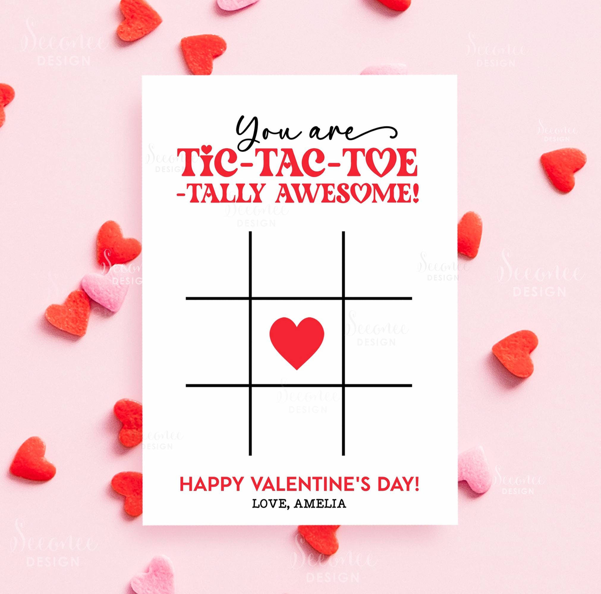 Printable Valentine's Day Tic Tac Toe Cards Kids Valentine Activity ...