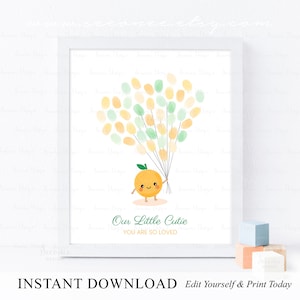 INSTANT DOWNLOAD Editable Little Cutie Orange Fingerprint Balloon Sign ...