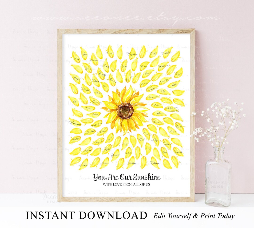 INSTANT DOWNLOAD Editable Sunflower Petals Sign in Poster - Etsy