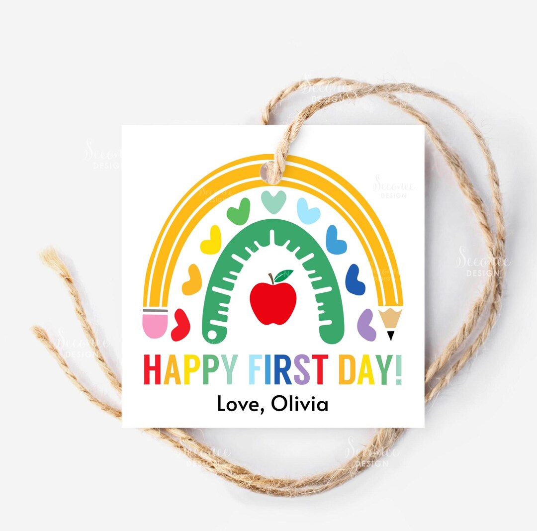 Happy First Day of School Tag, Back to School Gift Tag Editable ...