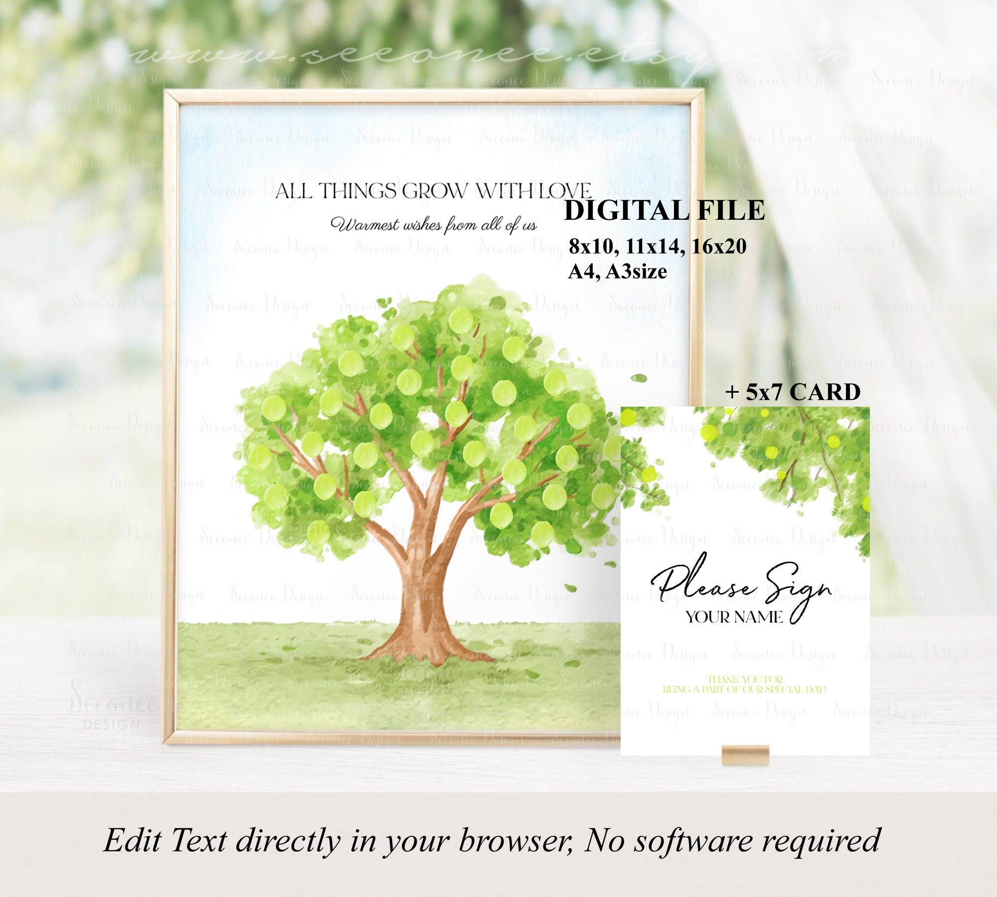 INSTANT DOWNLOAD Editable Lime Tree Signature Guestbook - Etsy