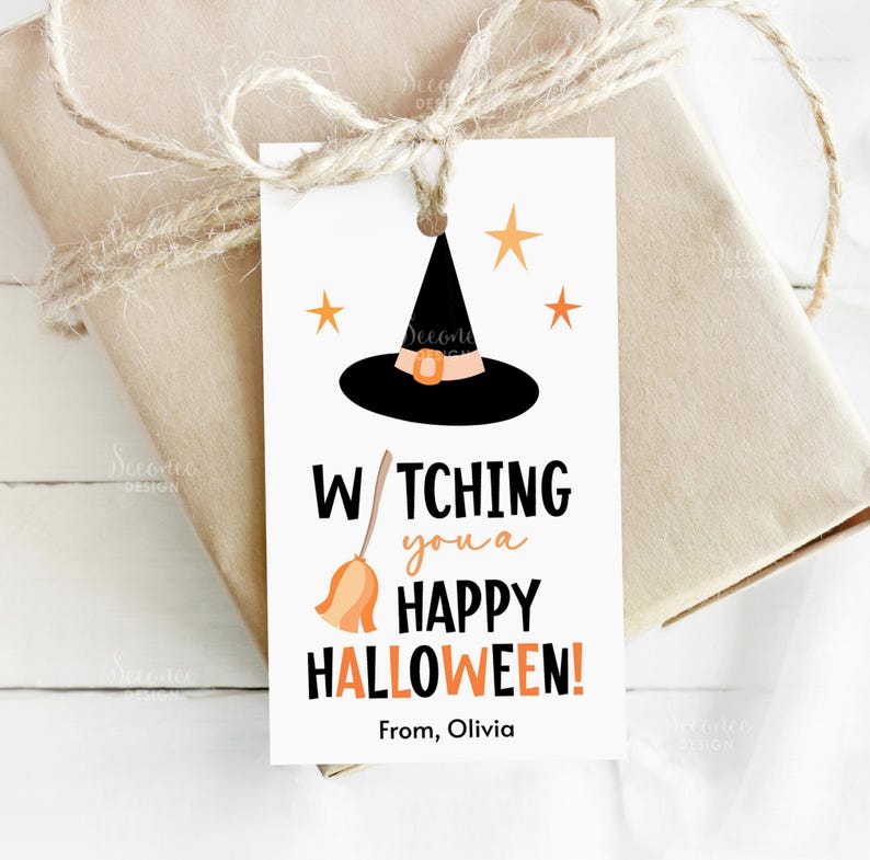 Editable Halloween Treat Tags, Halloween Witch Favor Tags, Witching You ...