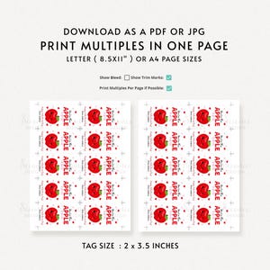 Applesauce Valentine Gift Tag You're the Apple of My Eye Favor Tag ...