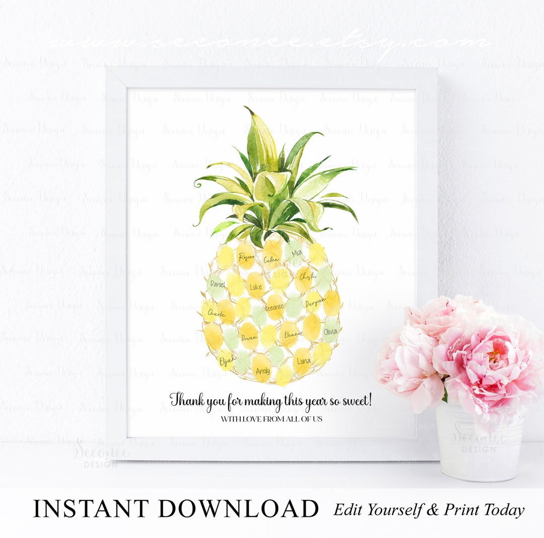 Editable Pineapple Teacher Appreciation Gift Ideas, Thank You for ...