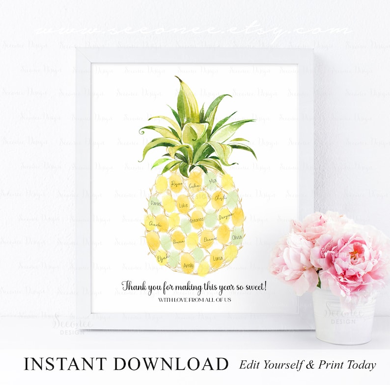 Editable Pineapple Teacher Appreciation Gift Ideas, Thank You for ...