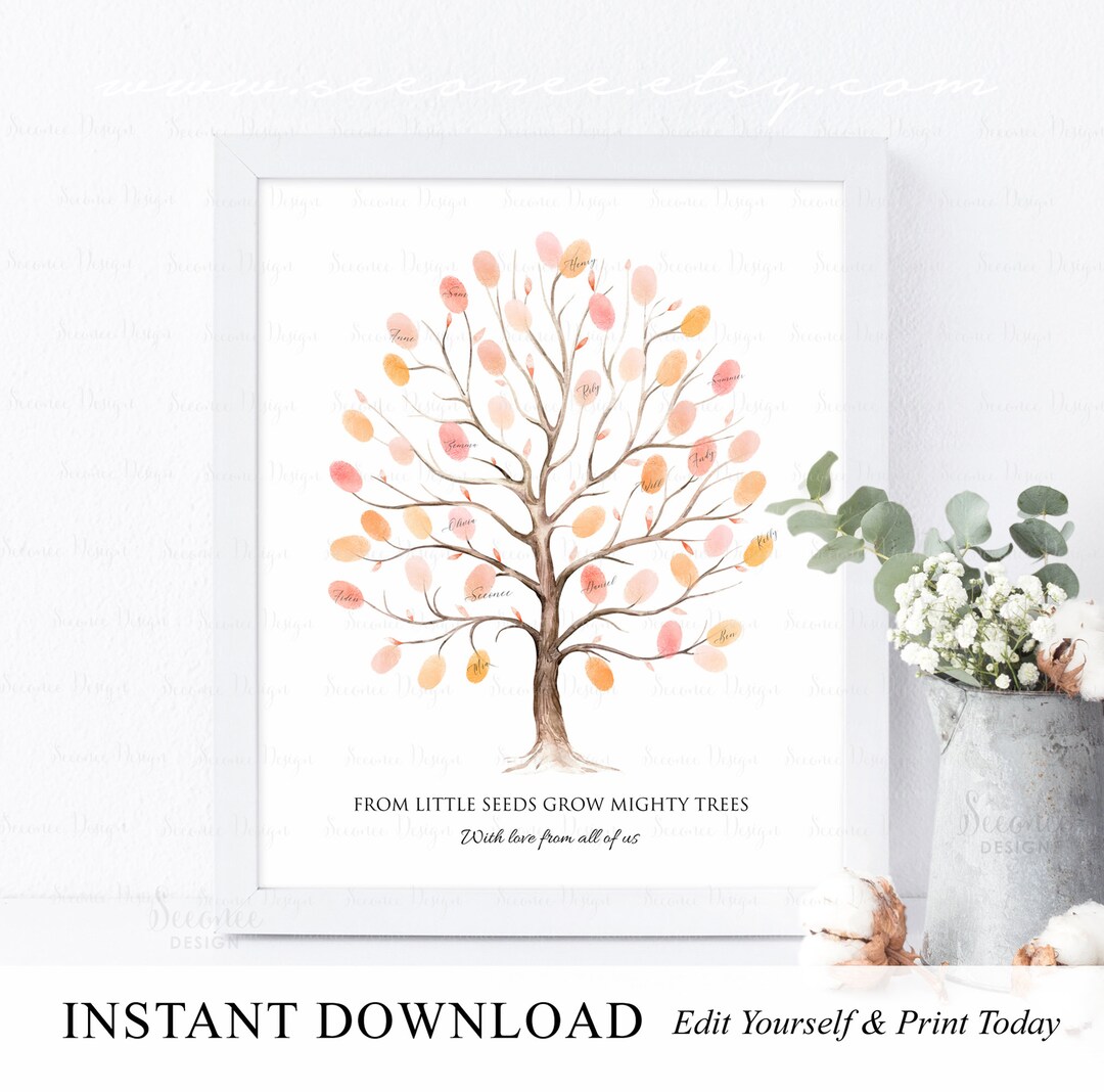 INSTANT DOWNLOAD Editable Fall Fingerprint Tree Guestbook Alternative ...