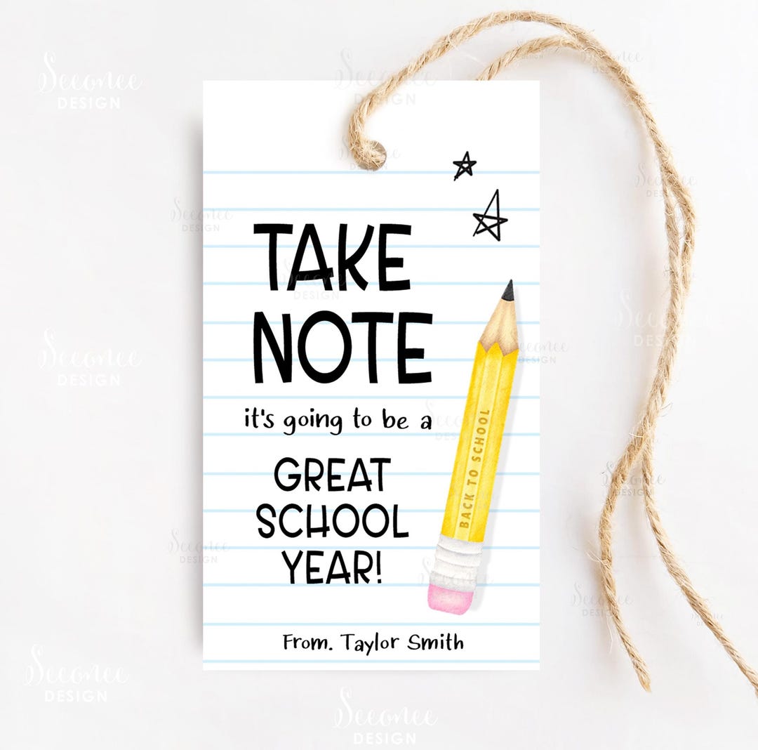 Take Note It's Going to Be A Great School Year Tag Back to School Gift ...
