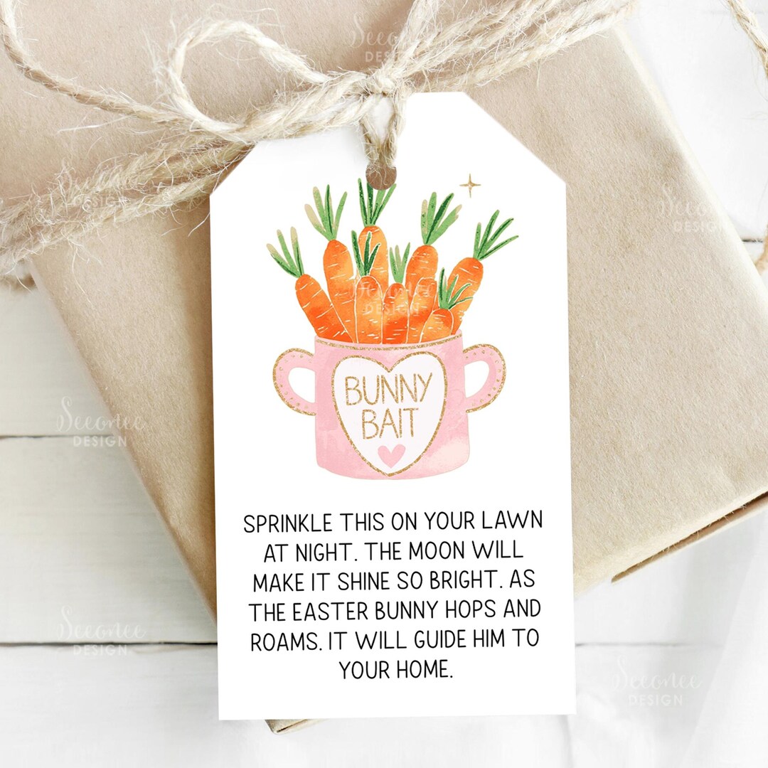 Bunny Bait Tag Printable Happy Easter Favor Tags, Carrot Easter Gift ...