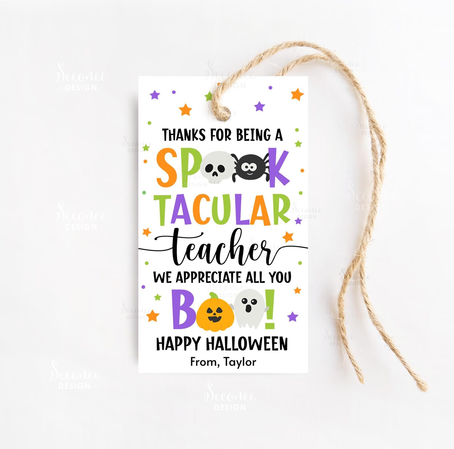 Thanks for Being A Spooktacular Teacher Tag, Printable Happy Halloween ...