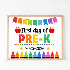First Day of Pre-k Sign Printable, Back to School Pre-k Sign, First Day ...