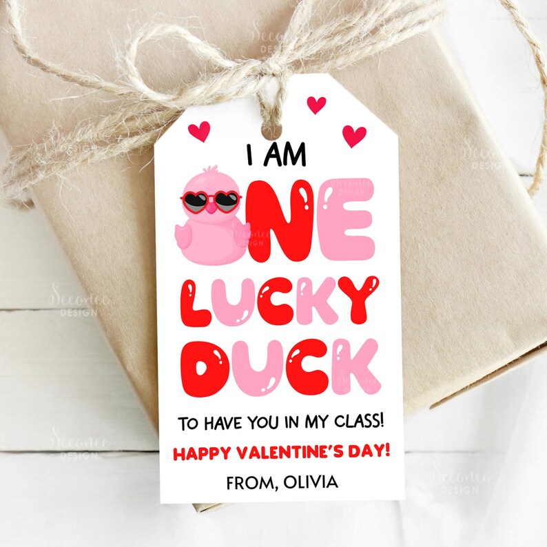 Editable Rubber Duck Valentine Card Download Classroom Valentine Tags ...