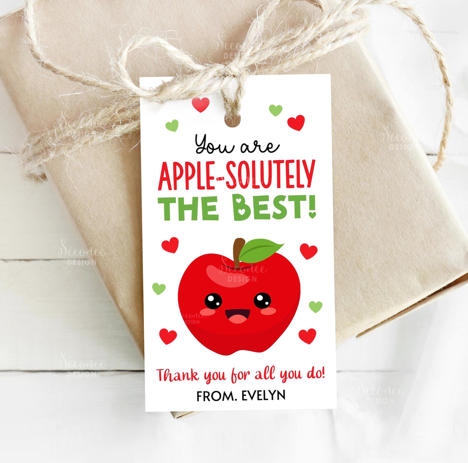 Apple Appreciation Week Gift Tag, You Are Apple-solutely the Best Gift ...
