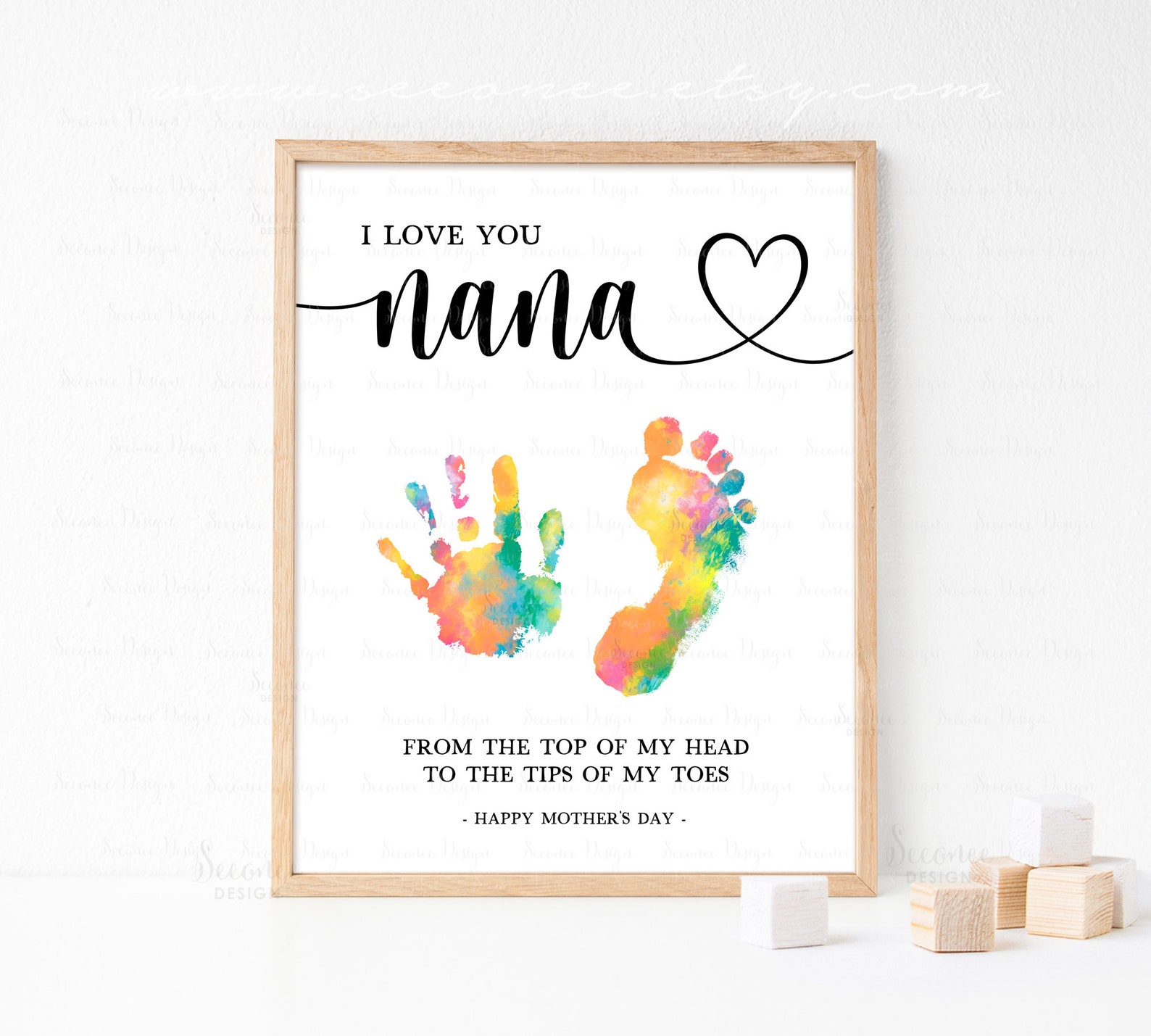 Mothers Day Nana Handprint Footprint Craft Gift Printable, Mother's Day ...