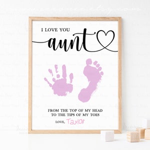 Aunt Birthday Handprint Footprint Craft Gift Printable, DIY Baby Kids ...