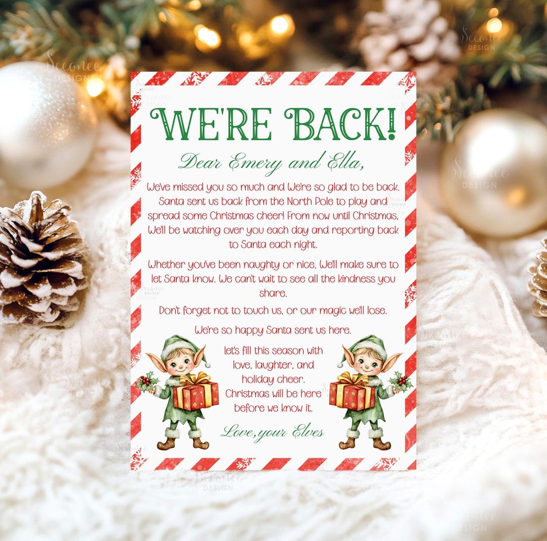 We're Back Elves Arrival Letter Editable, Christmas We Are Back Elf ...