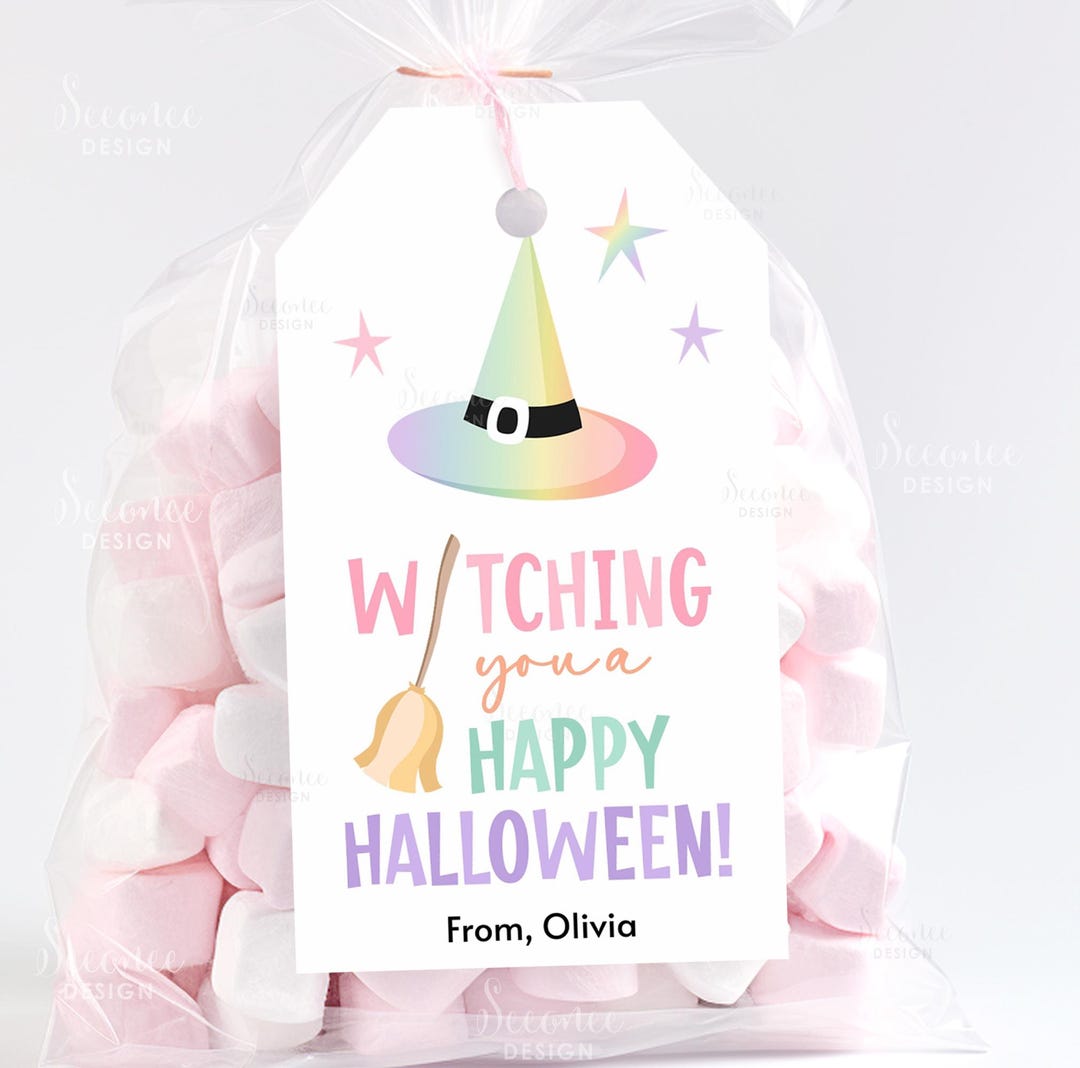 Printable Halloween Favor Tags Witching You A Happy Halloween Trick or ...