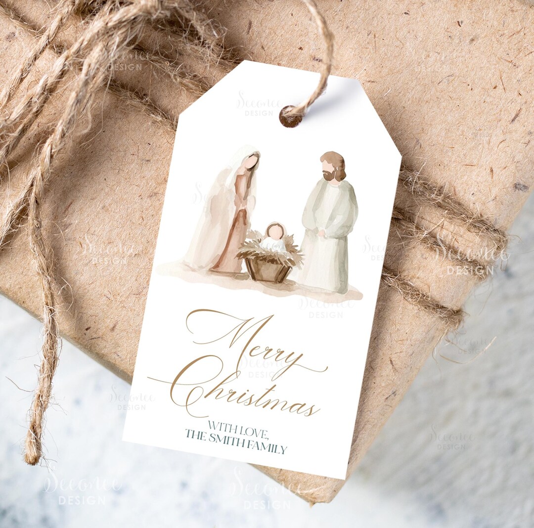 Printable Christmas Nativity Scene Gift Tags, Christian Religious ...