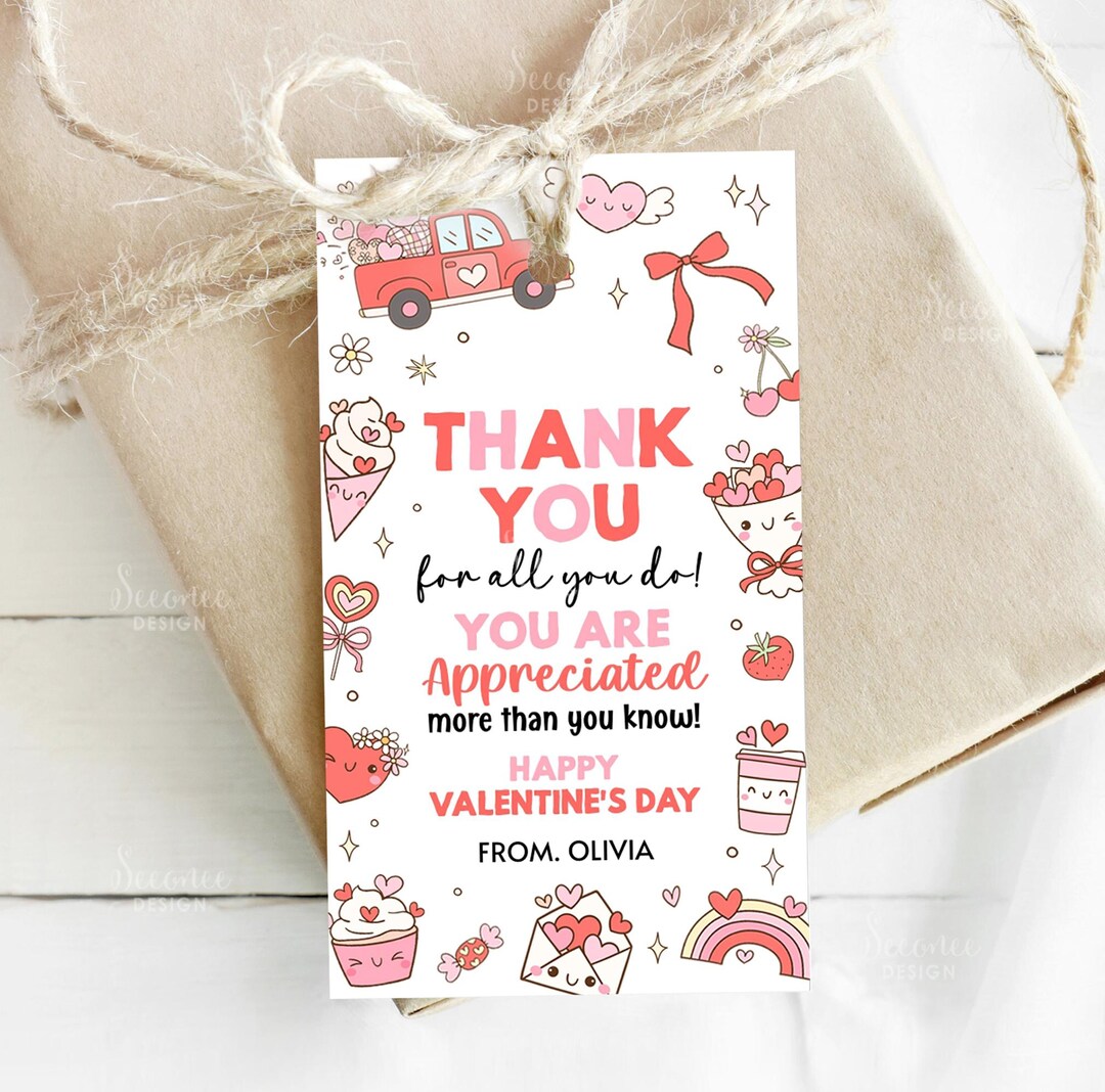 Editable Valentine's Day Gift Tag Happy Valentines Day Gift Tags ...