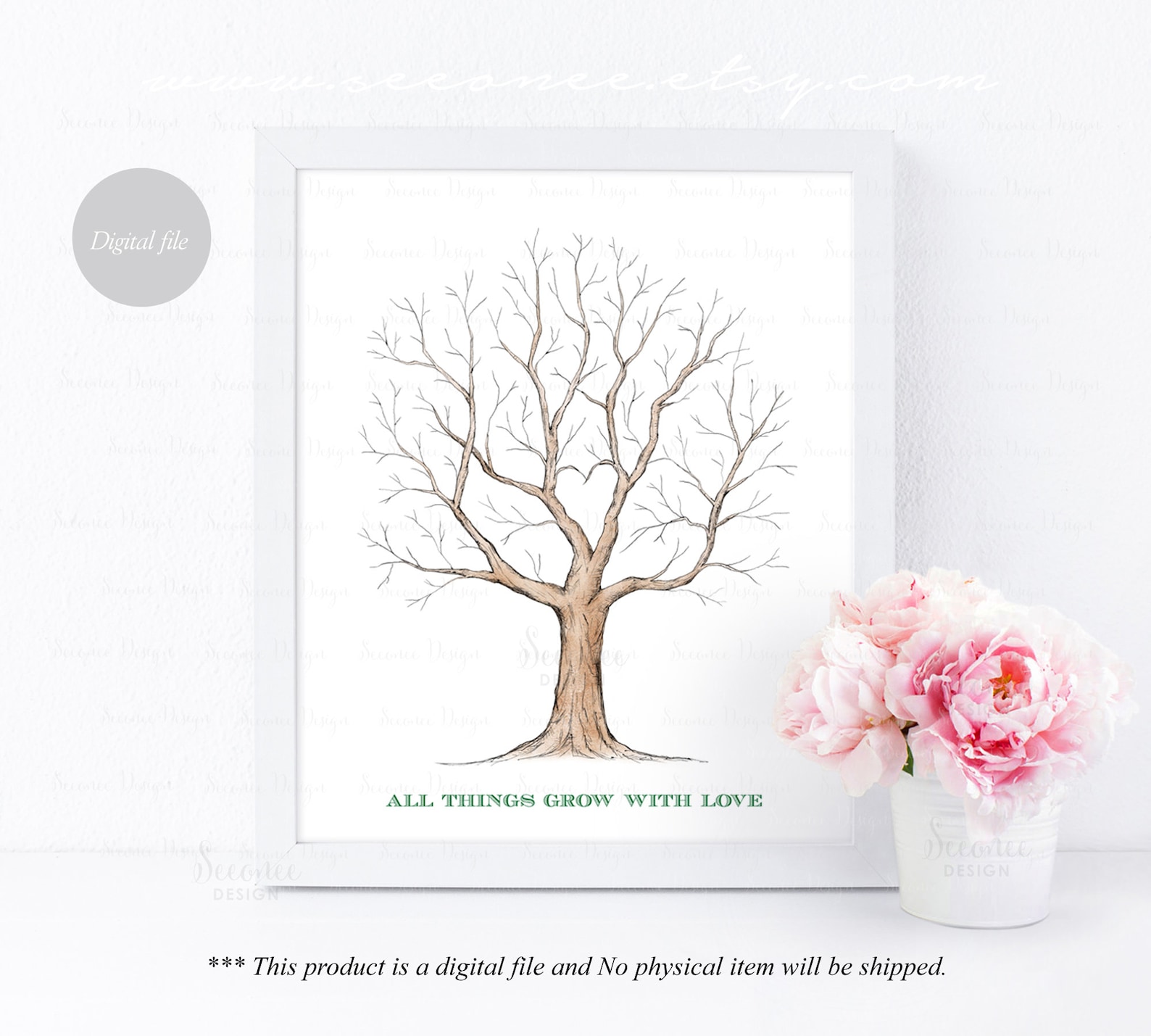 Fingerprint Tree Guestbook Alternative, Thumbprint Tree Guest Book for ...