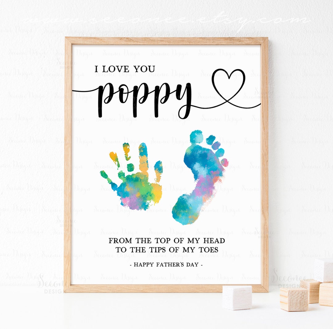 Fathers Day Poppy Handprint Footprint Art Craft Gift, Fathers Day Gift ...